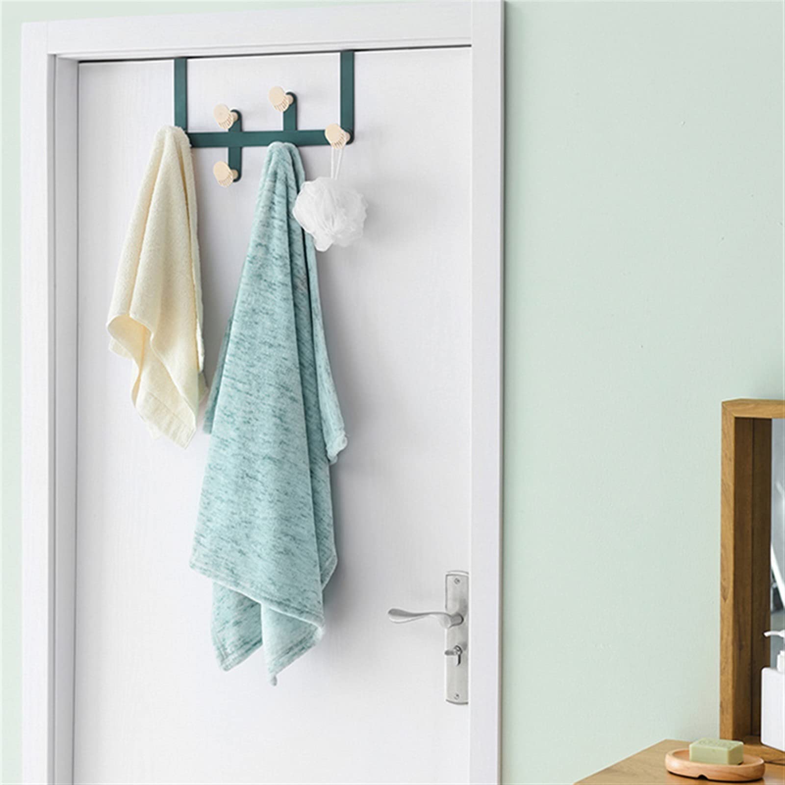 Entryway Hooks Coat Rack Hook Wall Hanging Coat Rack Door Hook Coat Hanger Kitchen Cabinet Storage Holder Household Bathroom Towel Hanging Rack Coat Hooks Wall Mount (Color : Blue)