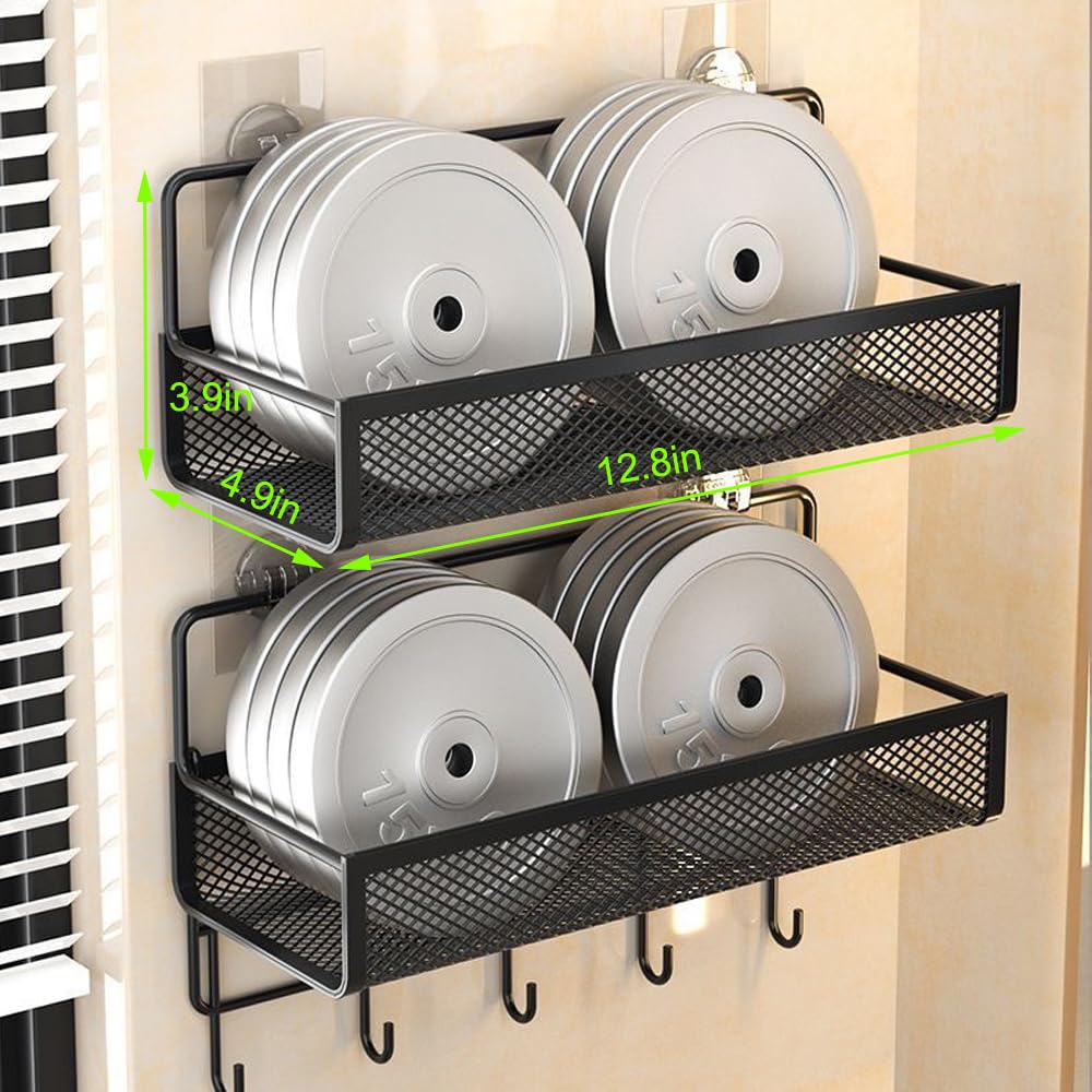 2 Pack Shower Caddy Shelf Organizer Rack, Bathroom Shelves Basket, Adhesive Black Bathroom Accessories, Save Space with Hooks, Toiletries Organization And No Drilling Shower Shelves (White)