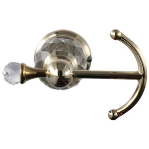 Urjumpea Crystal Towel Hook Stainless Steel Gold Bathroom Robe Hooks Double Coat Clothes Hanger Hook Wall Mounted Vintage Wall Hanger