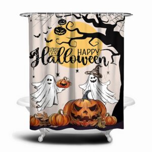 halloween shower curtain for bathroom cute ghost bat pumpkin shower curtains with hooks for halloween decoration 72x72 inch