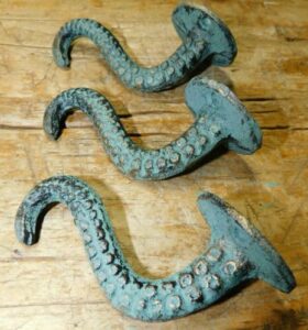 vintage 2 cast iron octopus tentacle wall hooks bathroom towel hook nautical coat key