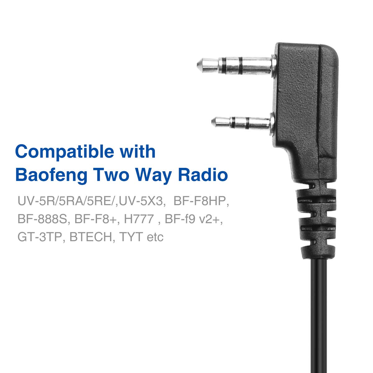 BAOFENG Walkie Talkie Speaker Mic Microphone, Remote Shoulder Police Mic UV-5R BF-F8HP 5RM UV-21R K5PLUS GM-15 Pro UV-5G Plus GM-5RH UV-17R TIDRADIO TD-H3 TD-H8 Quansheng UV-K5