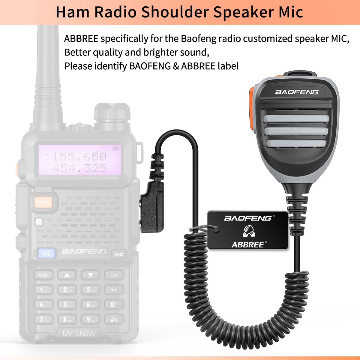 BAOFENG Walkie Talkie Speaker Mic Microphone, Remote Shoulder Police Mic UV-5R BF-F8HP 5RM UV-21R K5PLUS GM-15 Pro UV-5G Plus GM-5RH UV-17R TIDRADIO TD-H3 TD-H8 Quansheng UV-K5