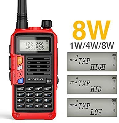 Baofeng UV-5R Upgraded Ham Radio Handheld Two Way Radio UV-S9 Plus 8W Long Range UV5R Portable Rechargeable Walkie Talkie with USB Charger Cable