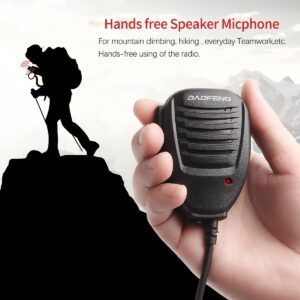 BAOFENG Microphone Accessories for Ham Radio Police Walkie Talkie Speaker Mic for UV-5R BF-F8HP5RM UV-21R K5PLUS GM-15 Pro UV-5G Plus GM-5RH TIDRADIO TD-H3 TD-H8 Quansheng UV-K5 (Black-1Pack+Headset)