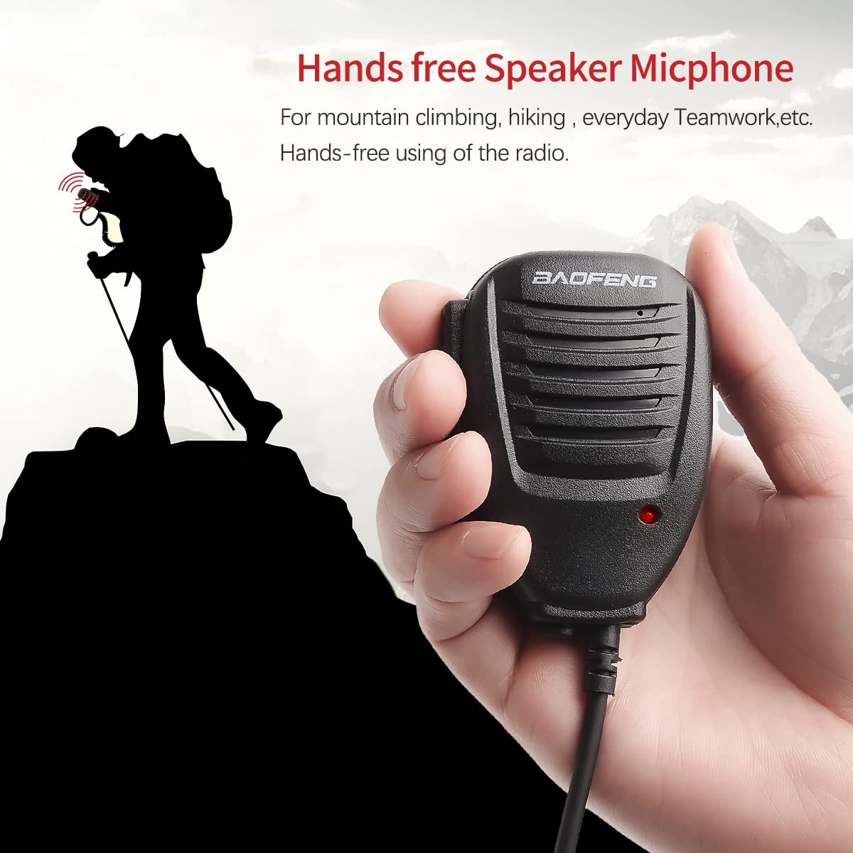 BAOFENG Microphone Accessories for Ham Radio Police Walkie Talkie Speaker Mic for UV-5R BF-F8HP5RM UV-21R K5PLUS GM-15 Pro UV-5G Plus GM-5RH TIDRADIO TD-H3 TD-H8 Quansheng UV-K5 (Black-1Pack+Headset)