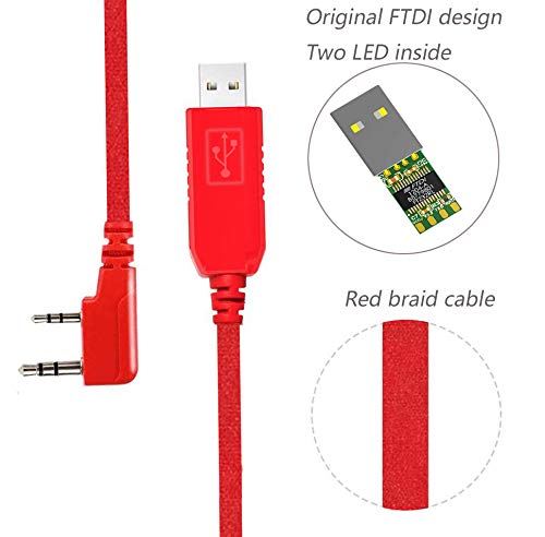 FEANTEEK Original FTDI USB Programming Cable for Ham Radios, Compatible with Kenwood, Baofeng, Wouxun, TYT and Other Radios