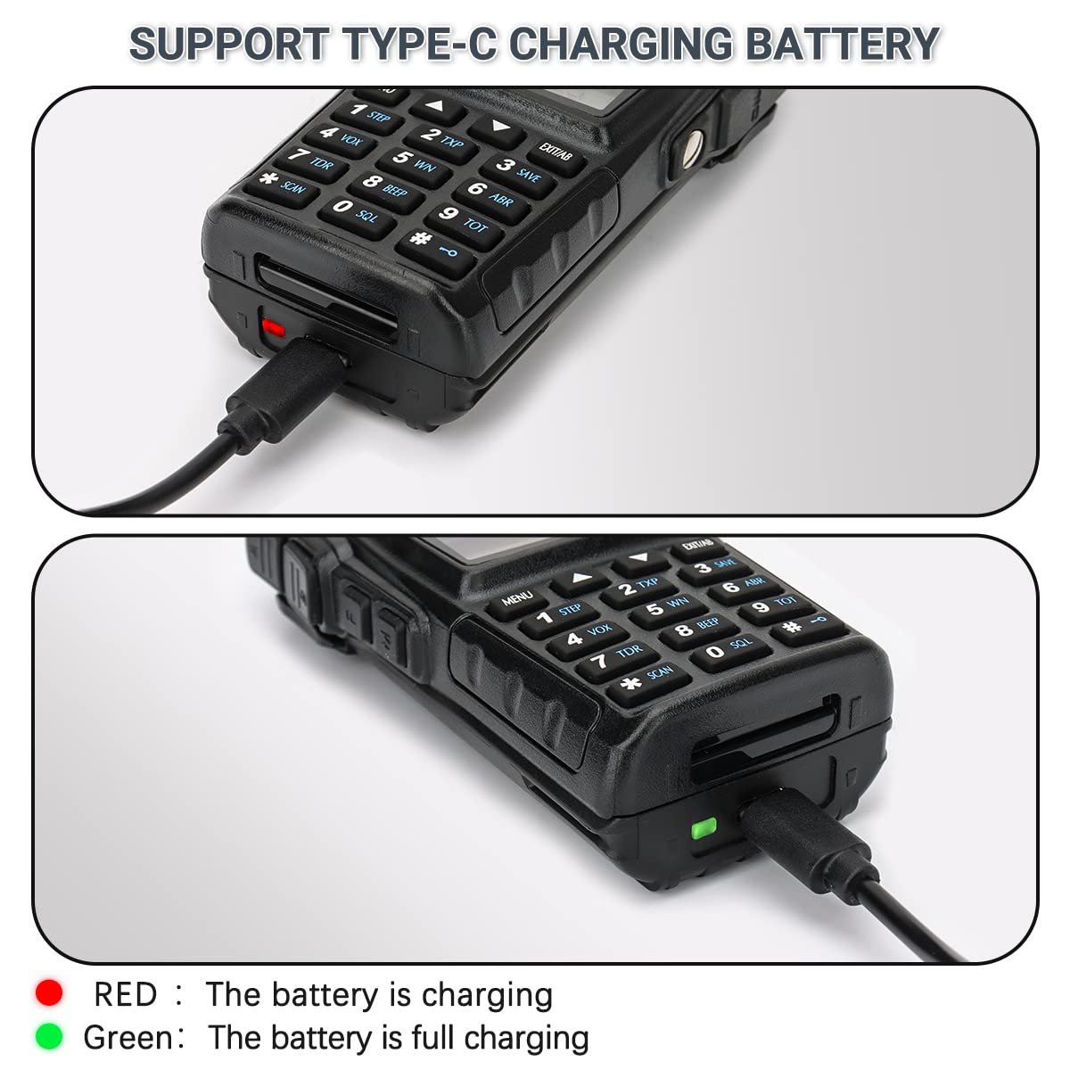 BAOFENG UV-82 Battery Upgraded BL-8 2800mAh Li-ion Battery with Type-C Charger Cable for UV-82HP UV-82C MIRKIT UV-82 MK3/5 etc Two Way Radio