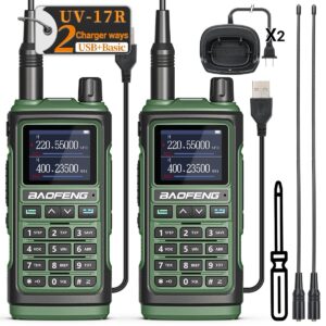 baofeng uv-17r ham radio upgrade of baofeng uv-5r long range two way radio dual band walkie talkie for adults 2 way radio with 999 channels usb charger earpiece flashlight battery(2 pack)