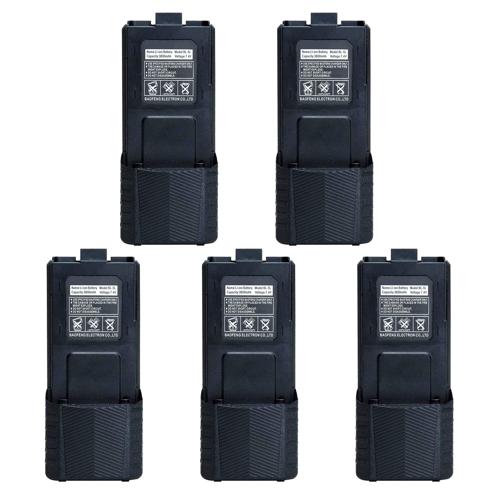 Teseko 5-Pack UV-5R BL-5L 3800mAh Extended Battery for BaoFeng UV-5R BF-8HP UV-5X RD-5R UV-5RTP Plus UV-5RE