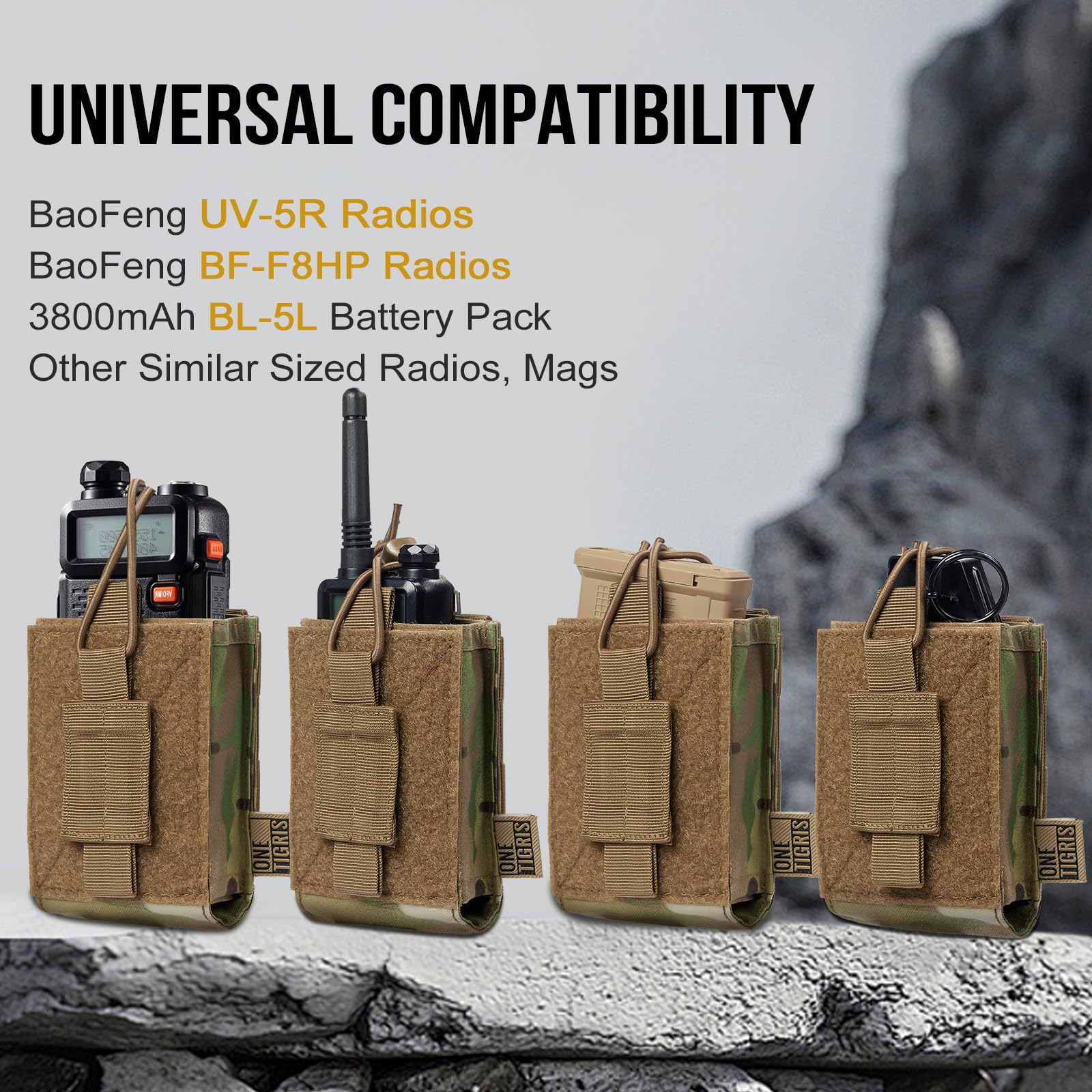 OneTigris Radio Holster for BaoFeng UV-5R BF-F8HP Nylon MOLLE Pouch for Walkie Talkie