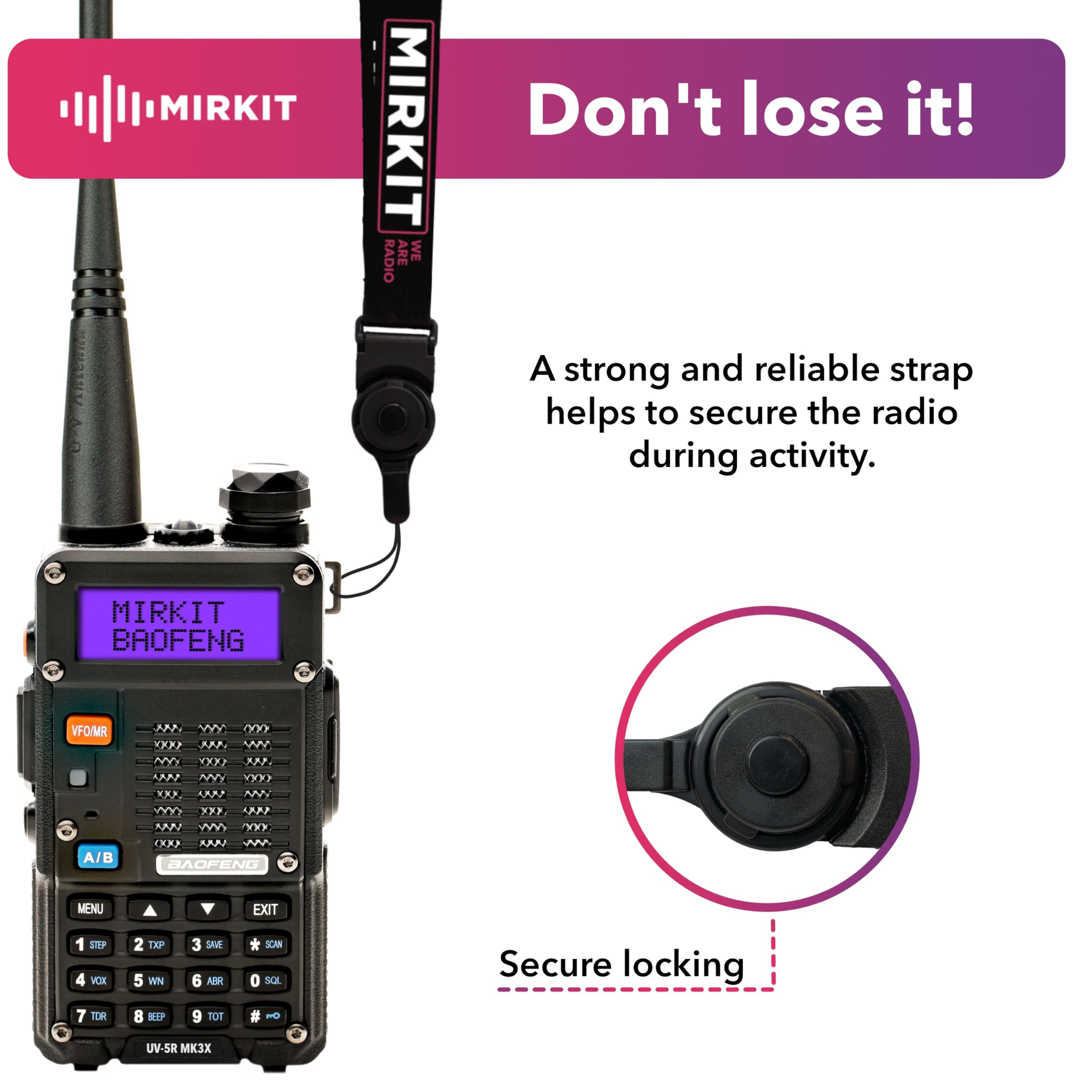 Mirkit Baofeng Radio UV-5R MK3X Legal Power Tri-Band Radio 2024 VHF/UHF 144-148/222-225/420-450 MHz - Walkie Talkie with 2100 mAh Li-ion Baofeng Battery, Neck Strap Lanyard Mirkit Ham Radio Operator