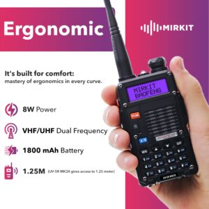 Mirkit Baofeng Radio UV-5R MK3X Legal Power Tri-Band Radio 2024 VHF/UHF 144-148/222-225/420-450 MHz - Walkie Talkie with 2100 mAh Li-ion Baofeng Battery, Neck Strap Lanyard Mirkit Ham Radio Operator