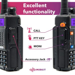 Mirkit Baofeng Radio UV-5R MK3X Legal Power Tri-Band Radio 2024 VHF/UHF 144-148/222-225/420-450 MHz - Walkie Talkie with 2100 mAh Li-ion Baofeng Battery, Neck Strap Lanyard Mirkit Ham Radio Operator