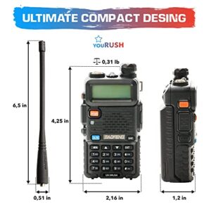 youRUSH UV-5RUSH Iron Advanced BAOFENG UV-5R 8W Tri-power Dual Band Two-Way Radio VHF UHF with Extended BL-5 2800mAh Battery CHIRP Programmable Handheld Radio Baofeng