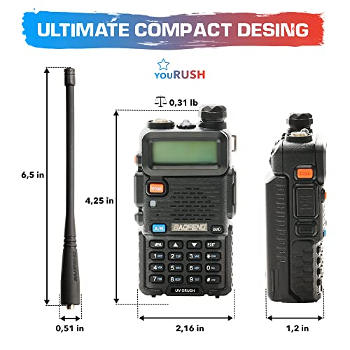 youRUSH UV-5RUSH Iron Advanced BAOFENG UV-5R 8W Tri-power Dual Band Two-Way Radio VHF UHF with Extended BL-5 2800mAh Battery CHIRP Programmable Handheld Radio Baofeng