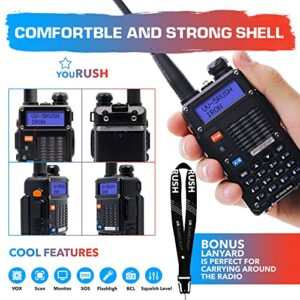 youRUSH UV-5RUSH Iron Advanced BAOFENG UV-5R 8W Tri-power Dual Band Two-Way Radio VHF UHF with Extended BL-5 2800mAh Battery CHIRP Programmable Handheld Radio Baofeng