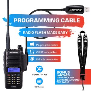 2X Baofeng UV-9R Ham Radios Long Range by youRUSH UV-9R Plus IP67 & Baofeng Programming Cable, Programmable Chirp Radio 8Watt Dual Band UHF/VHF Ham Radio Two Way Radio Baofeng Waterproof Radio