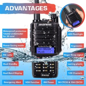 2X Baofeng UV-9R Ham Radios Long Range by youRUSH UV-9R Plus IP67 & Baofeng Programming Cable, Programmable Chirp Radio 8Watt Dual Band UHF/VHF Ham Radio Two Way Radio Baofeng Waterproof Radio