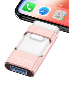 flash drive for iphone 256gb, photo stick thumb drive usb stick high speed transfer usb drives external storage memory expansion for iphone/ipad/pc/laptop (pink)