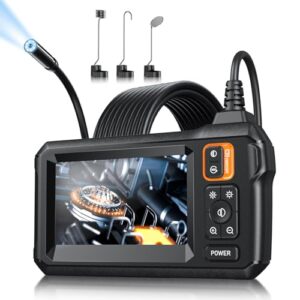 endoscope camera with light - inspection borescope camera with 4.3" ips screen, 1920p hd snake camera with 8 led lights, 16.4ft semi-rigid cord bore scope, ip67 waterproof endoscope for sewer(orange)