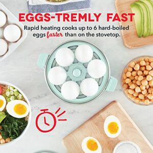 DASH Rapid Egg Cooker: 6 Egg Capacity Electric Egg Cooker for Hard Boiled Eggs, Poached Eggs, Scrambled Eggs, or Omelets with Auto Shut Off Feature - Aqua, 5.5 Inch (DEC005AQ)