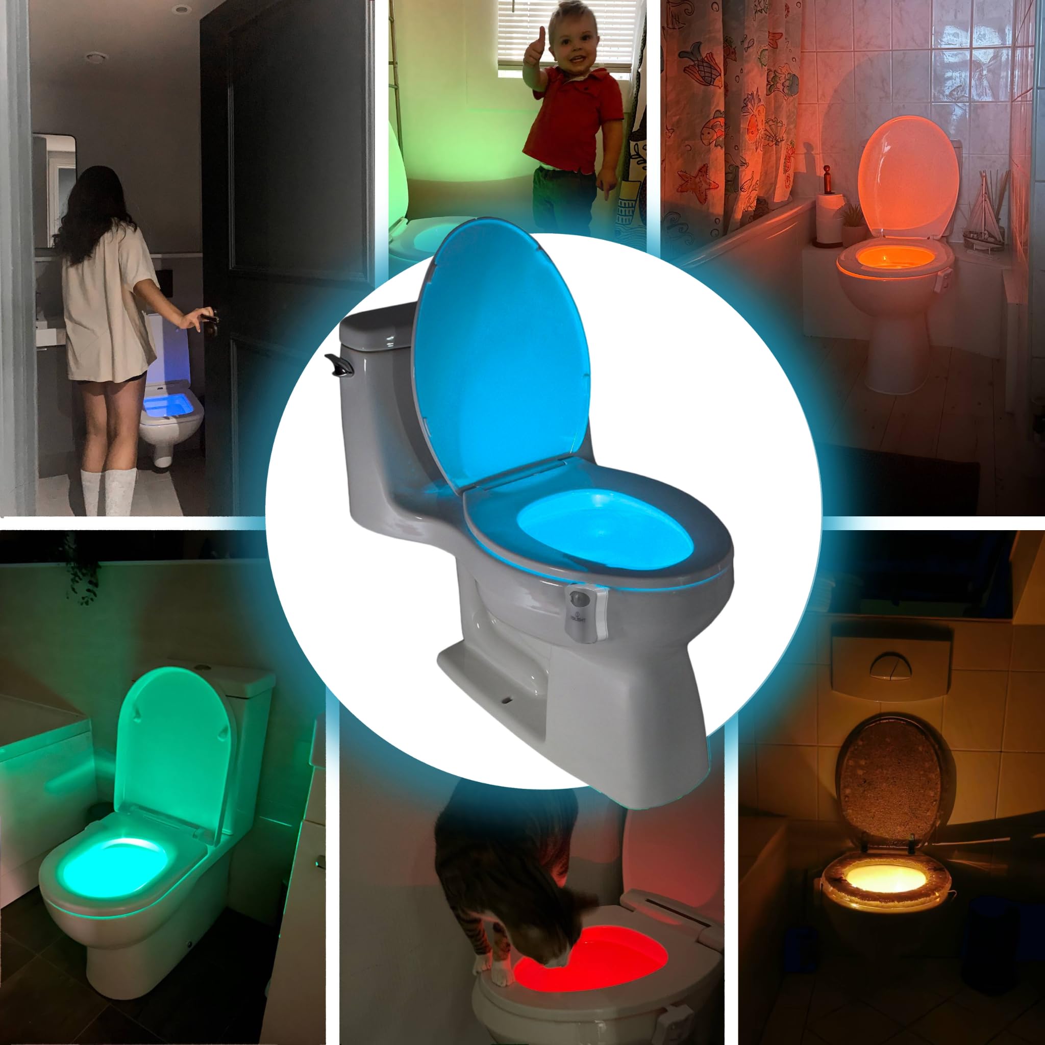 The Original Toilet Night Light Tech Gadget. Fun Bathroom Motion Sensor LED Lighting. Weird Novelty Funny Birthday Gag Stocking Stuffer Gifts Ideas for Him Her Guy Men Boy Toddler Mom Papa Brother