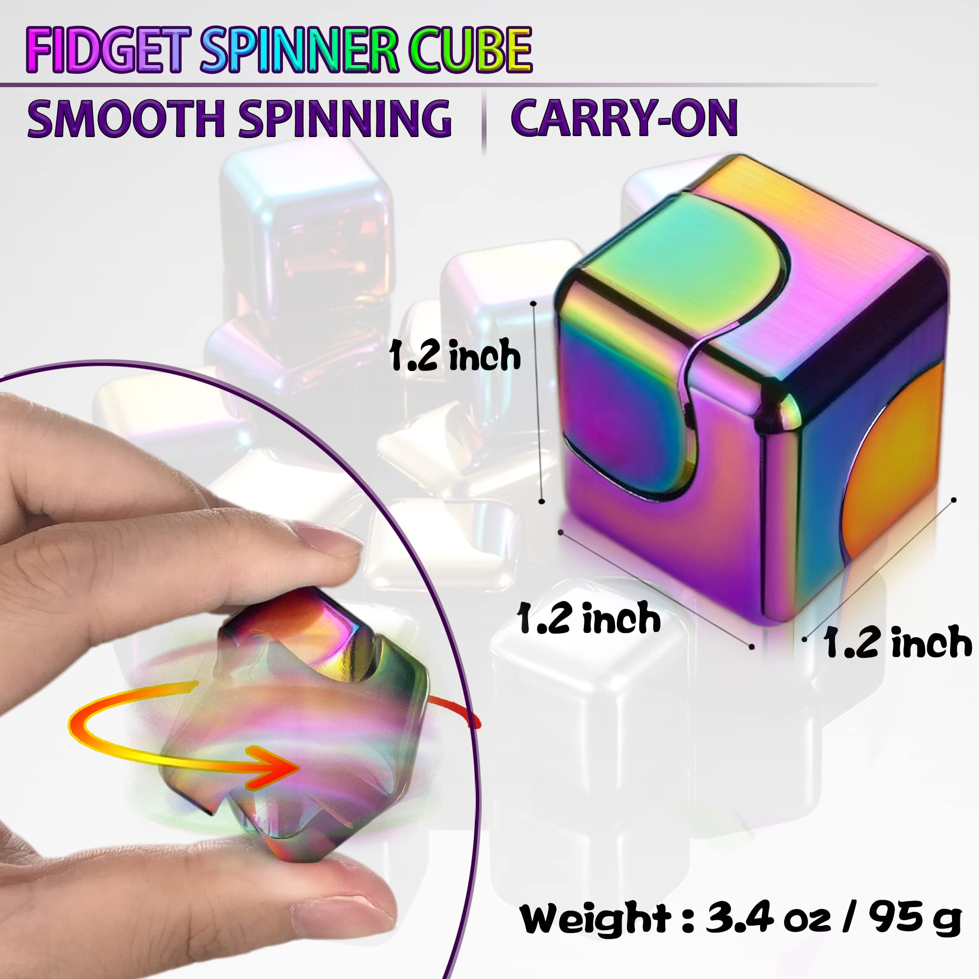 Fidget Spinner Toys Cube Adults, Easter Basket Stuffers for Teens Metal EDC Cool Desk Gadgets Office Toys Small Anxiety Figette Sensory Toy, ADHD Tool Fingears Figet Stress Valentine Gift for Boys