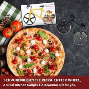 SCHVUBENR Bicycle Pizza Cutter Wheel - Gifts for Cyclists Men - Housewarming Christmas Gift - Bike Pizza Cutter - Funny Kitchen Gadget - Cool Men’s Gift - Stainless Steel Pizza Slicer(Black)