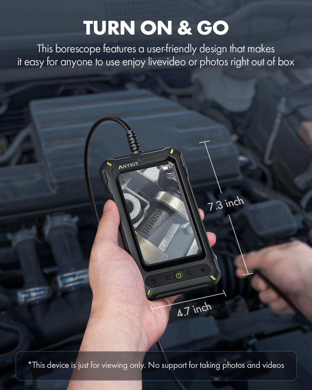 Borescope Inspection Camera with Light, Industrial Endoscope Camera with 4.3” HD Screen, Waterproof Digital Snake Camera, 16.4FT Semi-Rigid Cable Bore Scope for Home Pipe, Engine, Inside Wall, Duct