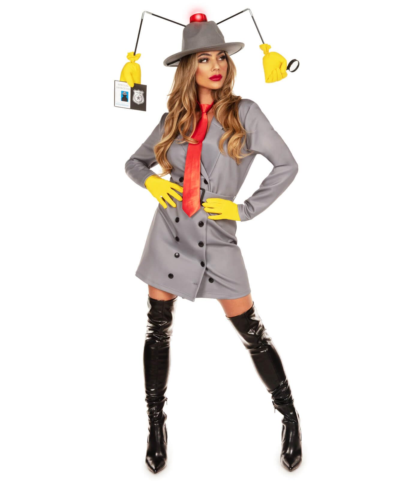 Tipsy Elves Women's Halloween Grey Detective Gadget Costume Dress Size Medium