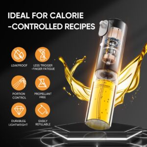 Oil Sprayer for Cooking - Electric Olive Oil Sprayer - Continuous Spray with Portion Control - Oil Spray Bottle - Two Spray Methods, Kitchen Gadgets Accessories for Air Fryer(Glass Bottle, USB, 200ML)