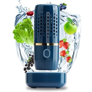 texsens fruit and vegetable washing machine - portable fruit cleaner device, wireless charging & waterproof veggie purifier home gadgets for deeply cleaning produce, grain, rice& tableware (blue)