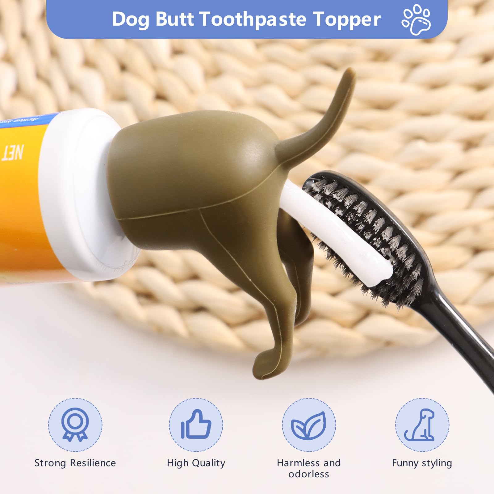 Silicone Dog Butt Toothpaste Topper, Funny Dog Pooping Toothpaste Dispenser Cap, Stand Toothpaste Organizer, Interesting Gadgets Gift for Friends Family