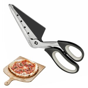 organiset | pizza scissors, stainless steel all-in-one pizza slicer, pizza cutters, pizza making accesories, best pizza cutter, pizza gadgets, pizza knife, pizza cutter one cut, kitchen tools, black