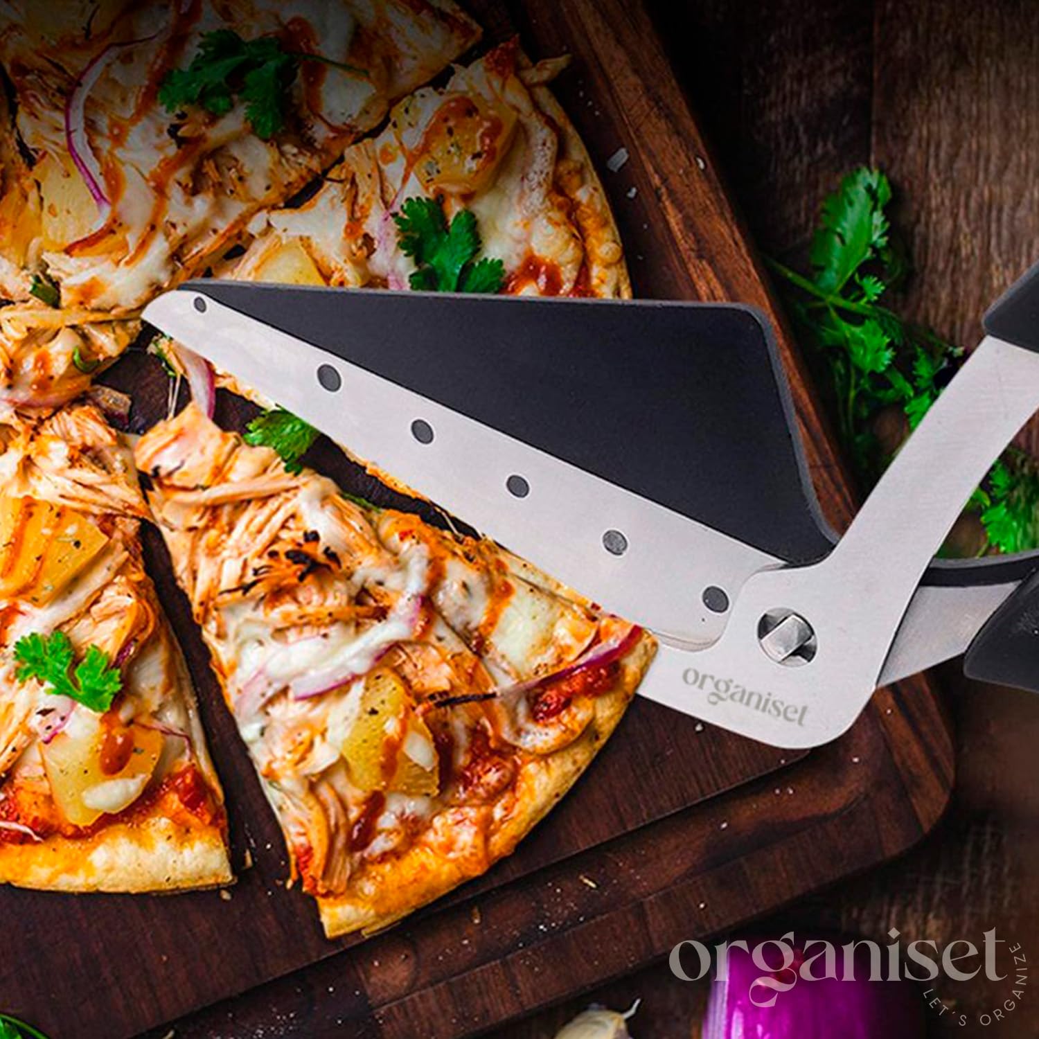 ORGANISET | Pizza Scissors, Stainless Steel All-In-One Pizza Slicer, Pizza Cutters, Pizza Making Accesories, Best Pizza Cutter, Pizza Gadgets, Pizza Knife, Pizza Cutter One Cut, Kitchen Tools, Black