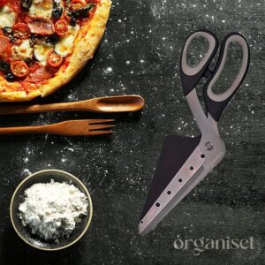 ORGANISET | Pizza Scissors, Stainless Steel All-In-One Pizza Slicer, Pizza Cutters, Pizza Making Accesories, Best Pizza Cutter, Pizza Gadgets, Pizza Knife, Pizza Cutter One Cut, Kitchen Tools, Black