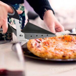 ORGANISET | Pizza Scissors, Stainless Steel All-In-One Pizza Slicer, Pizza Cutters, Pizza Making Accesories, Best Pizza Cutter, Pizza Gadgets, Pizza Knife, Pizza Cutter One Cut, Kitchen Tools, Black