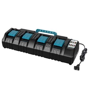 4 port battery charger dc18sf for makita 14.4v-18v lithium batteries bl1850 bl1830 bl1840 bl1860 for makita 18v fast rapid charger station with 2 usb ports(tool only)