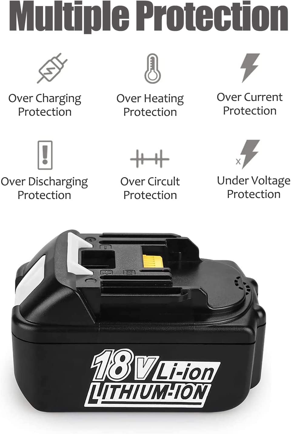 CNBY® 2X BL1850B 18V 5Ah + Charger DC18RC, Replace for Makita 18v Battery BL1850B BL1860B BL1830B, Kompatibel with Makita 18V