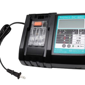 QCZRED 18V DC18RC Charger Replace for Makita Rapid Charger DC18RC DC18SD DC18SE for Makita 14.4V 18 Volt LXT Lithium-ion Battery BL1815 BL1860 BL1850 BL1840 BL1830 LXT-400