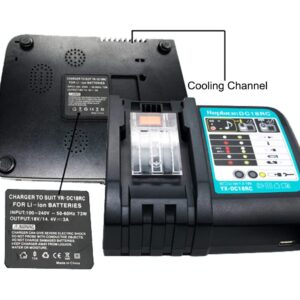 QCZRED 18V DC18RC Charger Replace for Makita Rapid Charger DC18RC DC18SD DC18SE for Makita 14.4V 18 Volt LXT Lithium-ion Battery BL1815 BL1860 BL1850 BL1840 BL1830 LXT-400