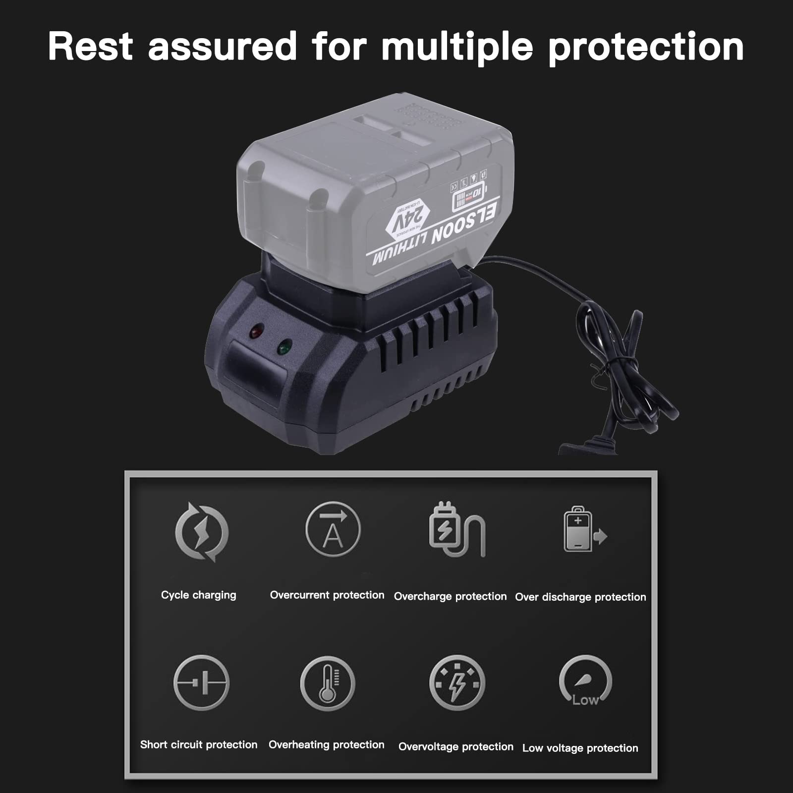 ELSOON 21V 2A Quick Charger Compatible with Makita Lithium-lon Battery with LED Light