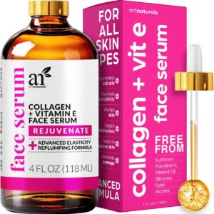 artnaturals collagen booster serum for face - anti-aging reduces wrinkles and boosts collagen - heals and repairs skin - improves tone and texture - hyaluronic acid & vitamin e - 4 oz.