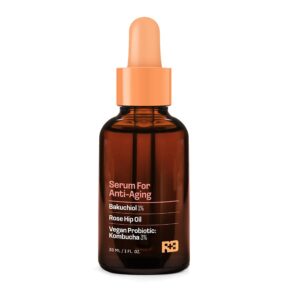 real basic serum for anti-aging with bakuchiol, rose hip oil and vegan probiotic kombucha 1 oz. - backuchiol anti aging serum & bakuchiol skin renewal serum