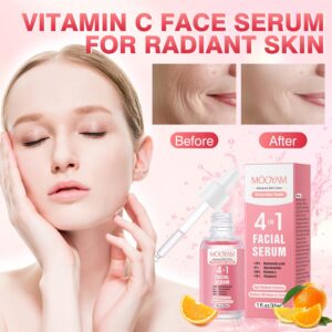 Vitamin C Face Serum, Hydrating Facial Serum with Vitamin C, Hyaluronic Acid, Niacinamide, Vitamin E, Anti Aging, Brightening Serum for Dark Spots, Fine Lines & Wrinkles,Facial Serum for All Skin 30ml