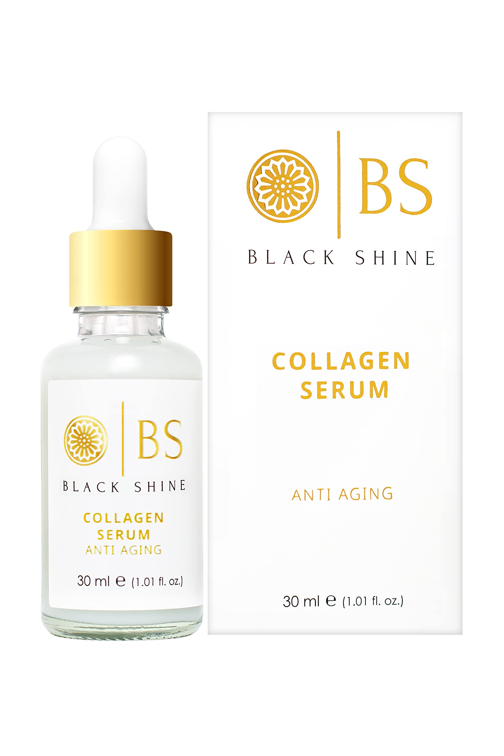 Black Shine Anti Aging Collagen Face Serum, Collagen serum for face wrinkles and lift