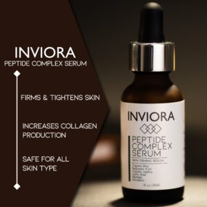 Inviora Advanced Peptide Complex Serum - Skin Firming Collagen Face Serum For Women, Anti-aging The Best One Serum For Face With Lactic Acid, Peptides, Hyaluronic Acid, Witch Hazel, Jojoba - 1 Oz…