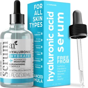 artnaturals hyaluronic acid serum (1 fl oz / 30ml) - anti- aging facial serum, natural moisturizer w/vitamin c serum & vitamin e - for skin care - reduce wrinkles & dark spots for brightening face