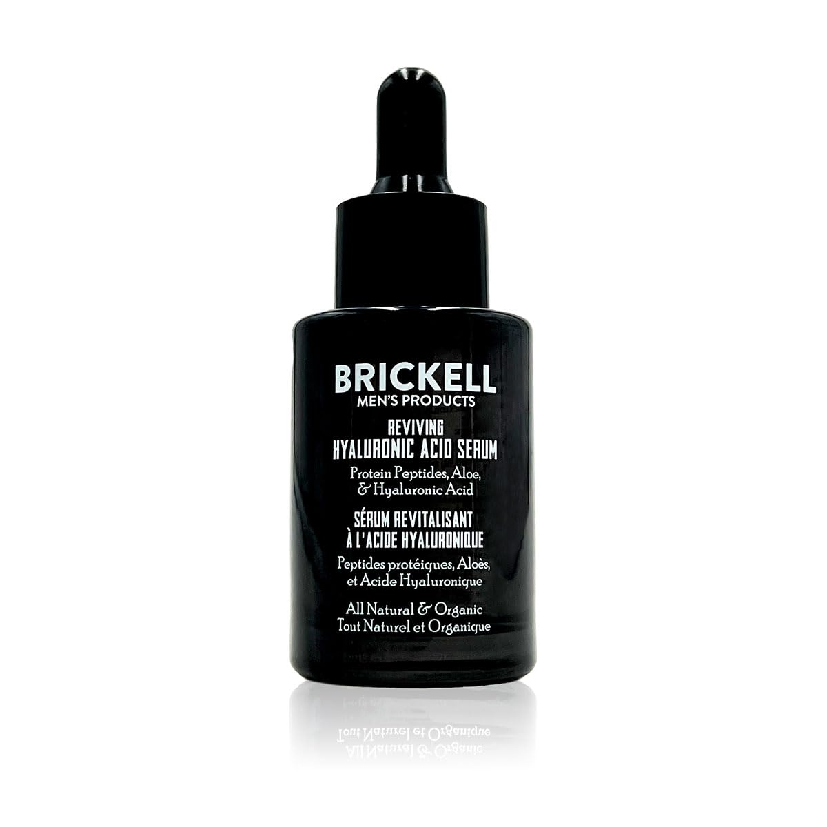 Brickell Men's Anti Aging Hyaluronic Acid Serum for Face, Reviving Day Serum for Men, Natural & Organic Face Serum With Protein Peptides to Restore Firmness and Collagen, 1 Ounce, Unscented